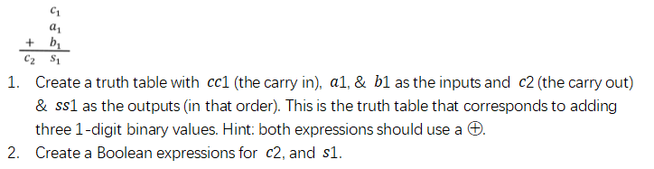Solved 1 a1 + b C2 S. 1. Create a truth table with ccl (the | Chegg.com