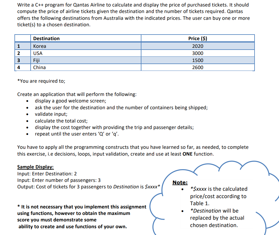 [Solved]: Write a C++ program for Qantas Airline to calcul