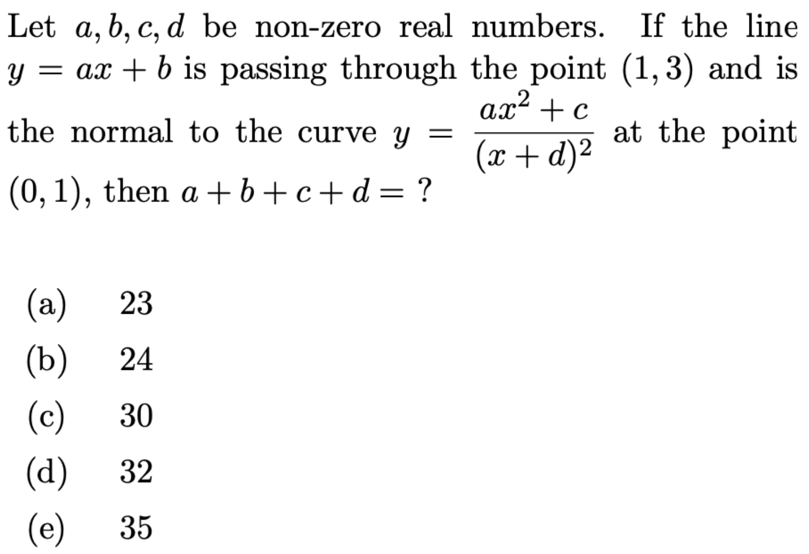 Solved Let a,b,c,d be non-zero real numbers. If the line | Chegg.com