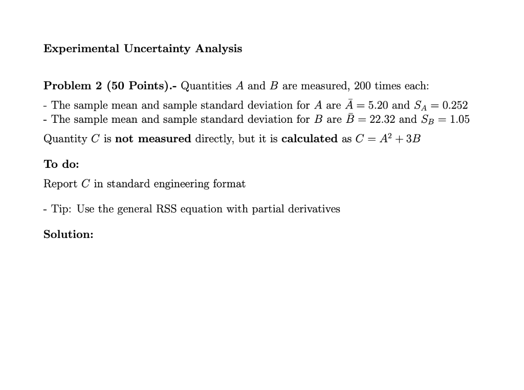 Solved Experimental Uncertainty Analysis Problem 2 (50 | Chegg.com