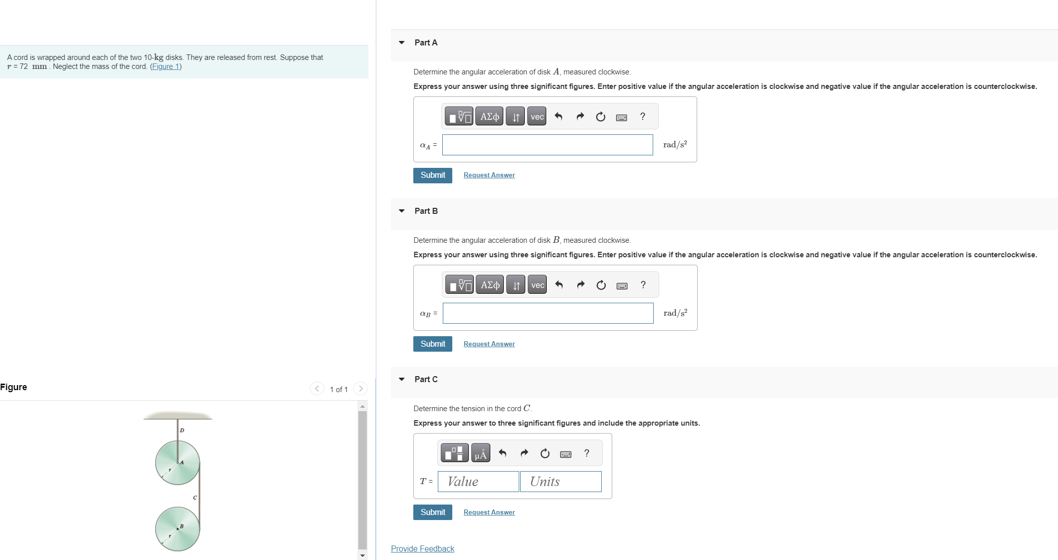 Solved A cord is wrapped around each of the two 10-kg disks. | Chegg.com