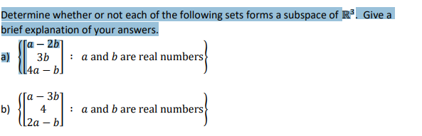 Solved Determine whether or not each of the following sets | Chegg.com