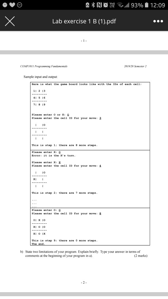 Solved OVO * NOVO al 93% 1 12:09 Lab exercise 1 B(1).pdf Lab | Chegg.com