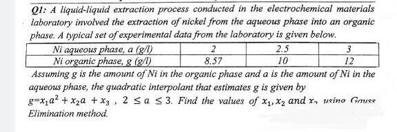 Solved Q1: A liquid-liquid extraction process conducted in | Chegg.com