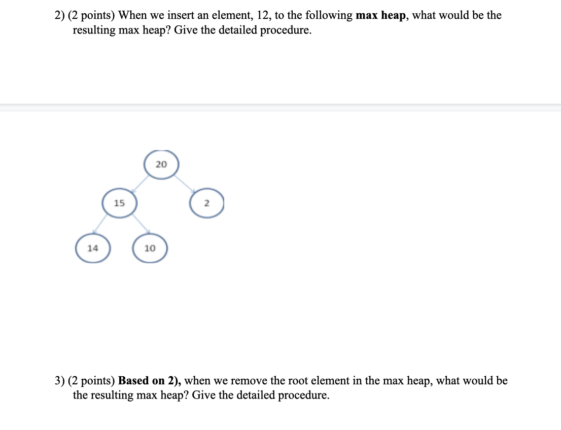 Solved 2 2 Points When We Insert An Element 12 To The 
