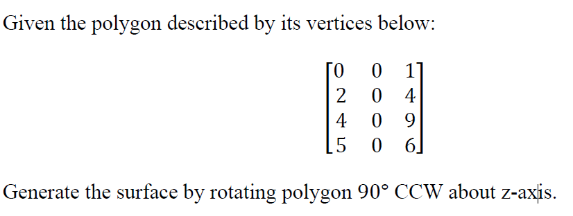 Solved Given the polygon described by its vertices below: ГО | Chegg.com