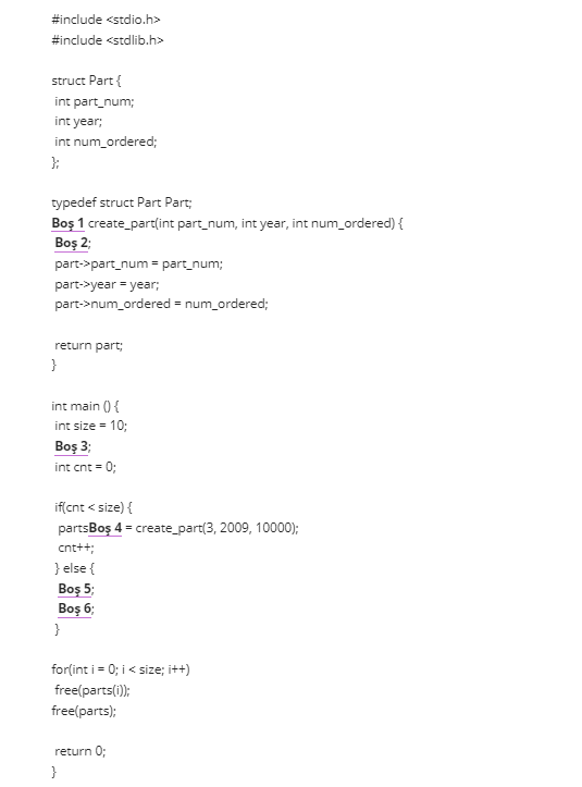 Solved #include #include struct Part{ int part_num; int | Chegg.com