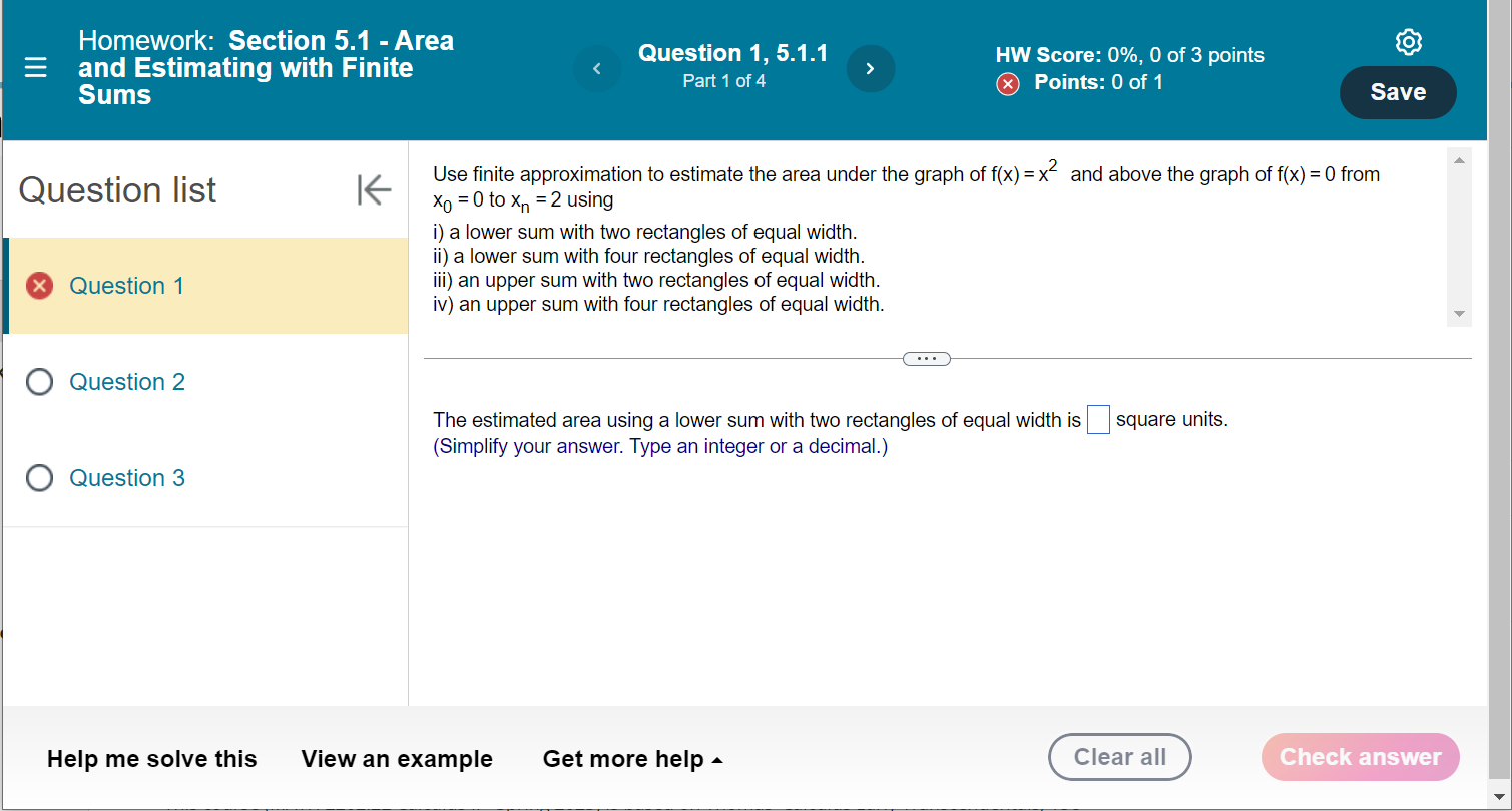 Solved Use Finite Approximation To Estimate The Area Under
