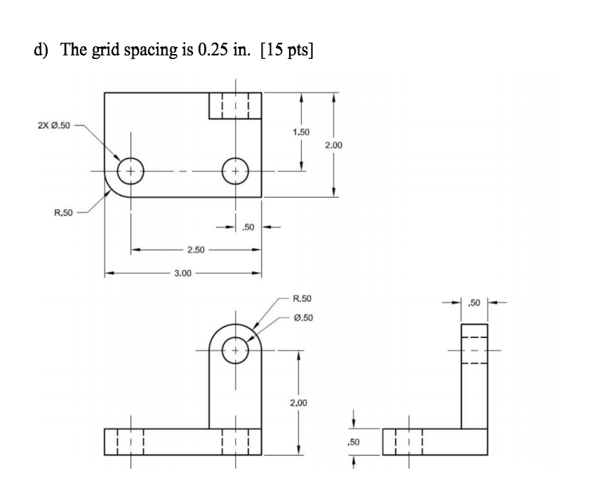 Solved on 2. From the Multiview drawings, create an accurate | Chegg.com