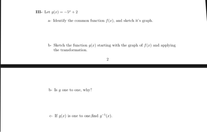 Solved Let g (x) = -5^x + 2 a. Identify the common function | Chegg.com