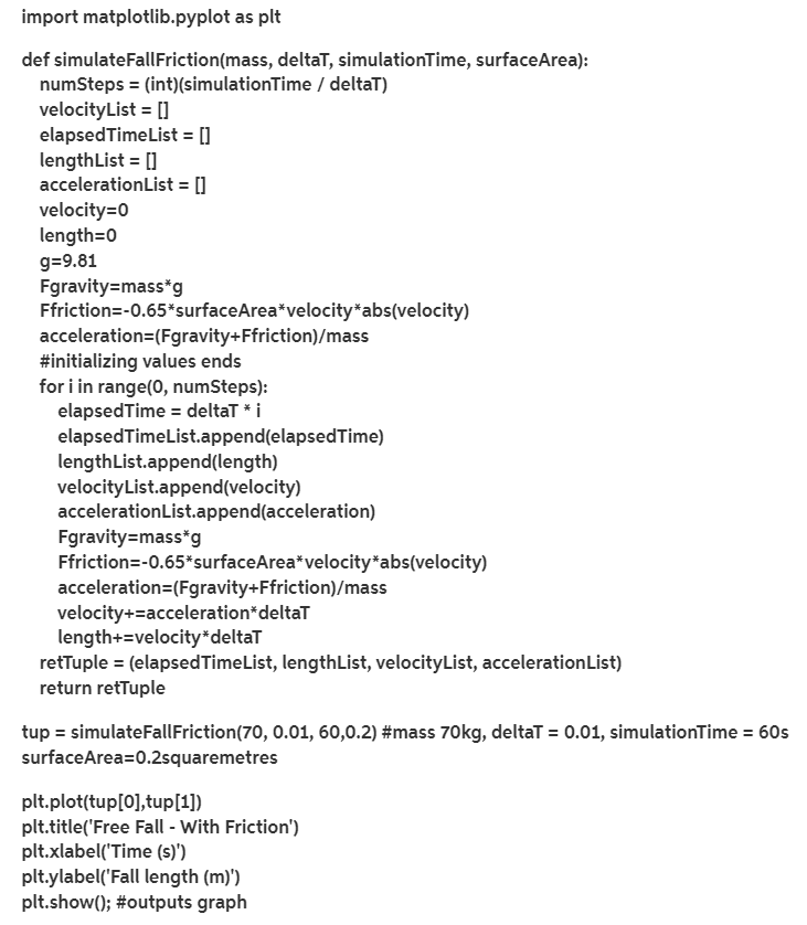 Using Python 3.0: Add the effect of the spring | Chegg.com