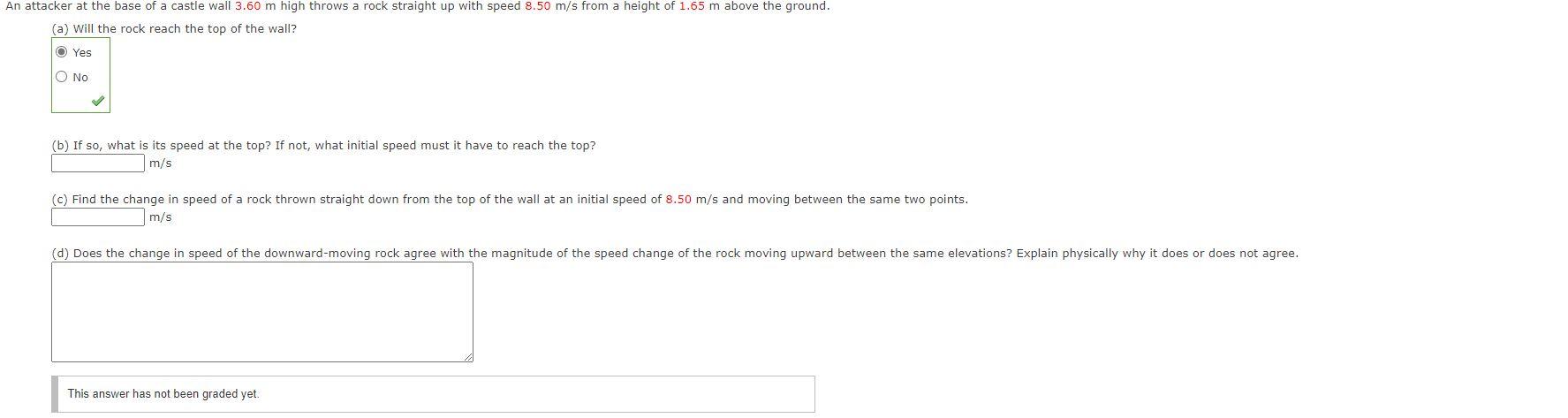 Solved (a) Will the rock reach the top of the wall? | Chegg.com