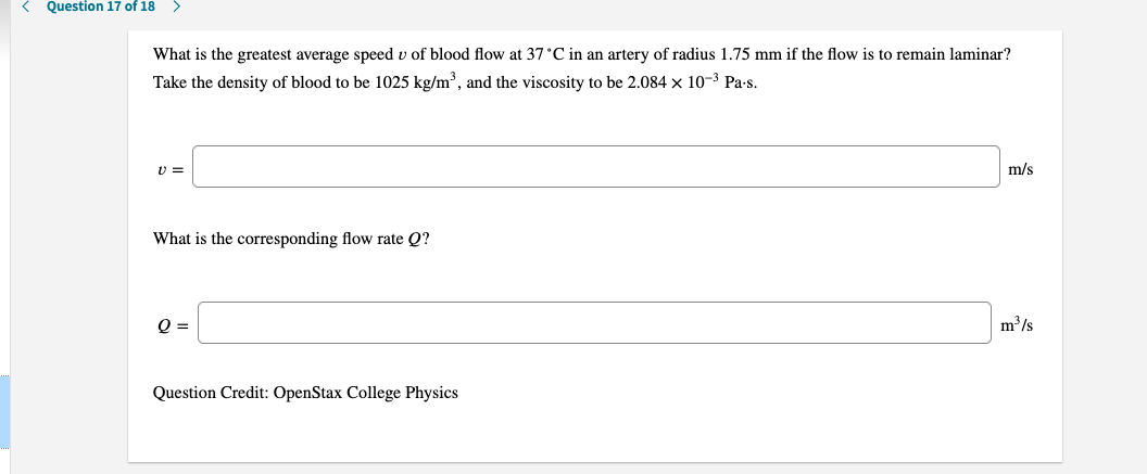 Solved What is the greatest average speed 𝑣 of blood flow | Chegg.com