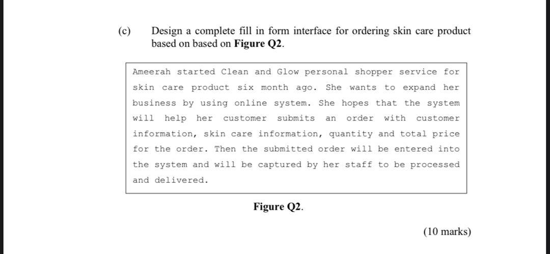 Design a complete fill in form interface for ordering | Chegg.com