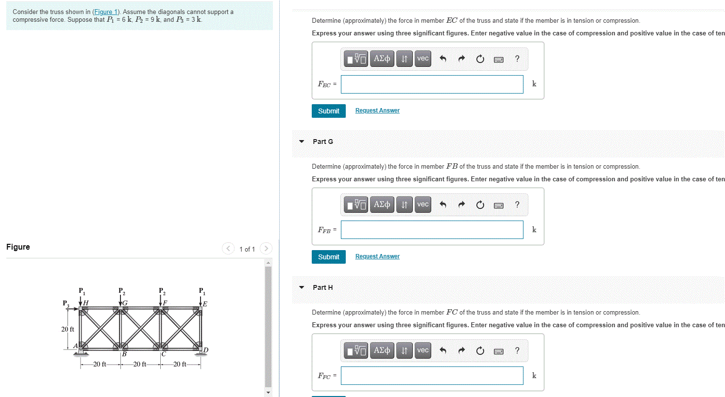 Solved Part A Consider the truss shown in (Figure 1). Assume | Chegg.com