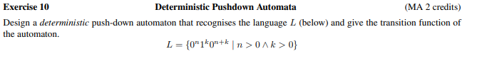 Solved Exercise 10 Deterministic Pushdown Automata (MA 2 | Chegg.com