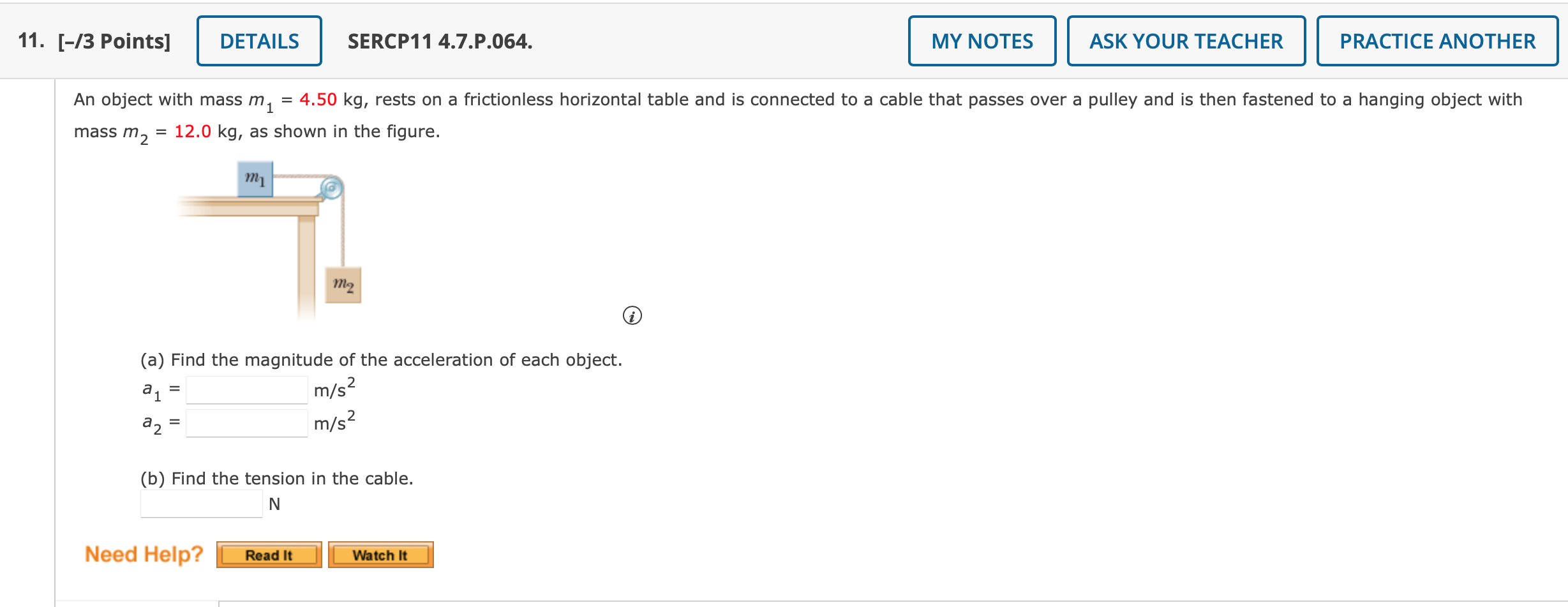 Solved An object with mass m1=4.50 kg, rests on a | Chegg.com