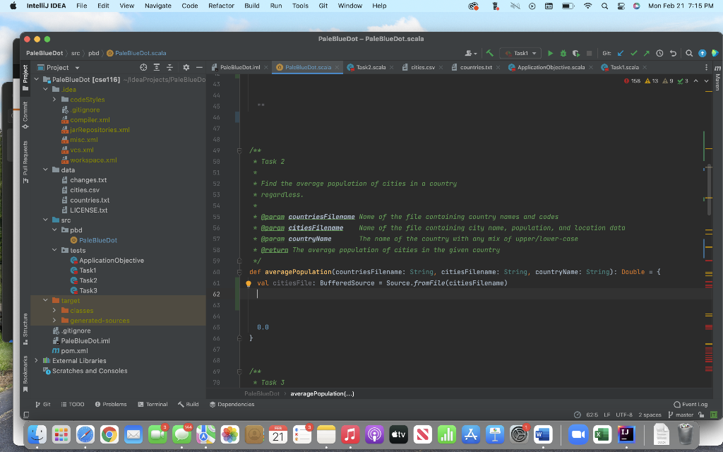 Solved * Task 2 SCALA * * Find the average population of | Chegg.com