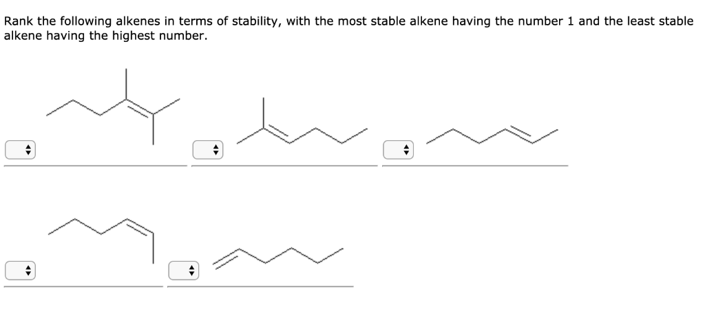 Solved Rank the following alkenes in terms of stability, | Chegg.com