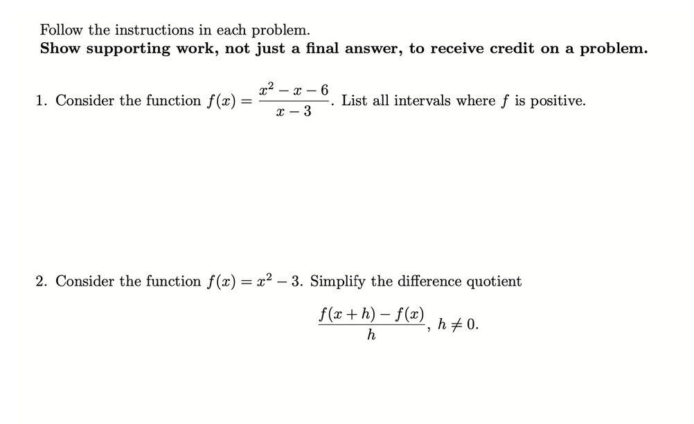 Solved Follow the instructions in each problem. Show | Chegg.com