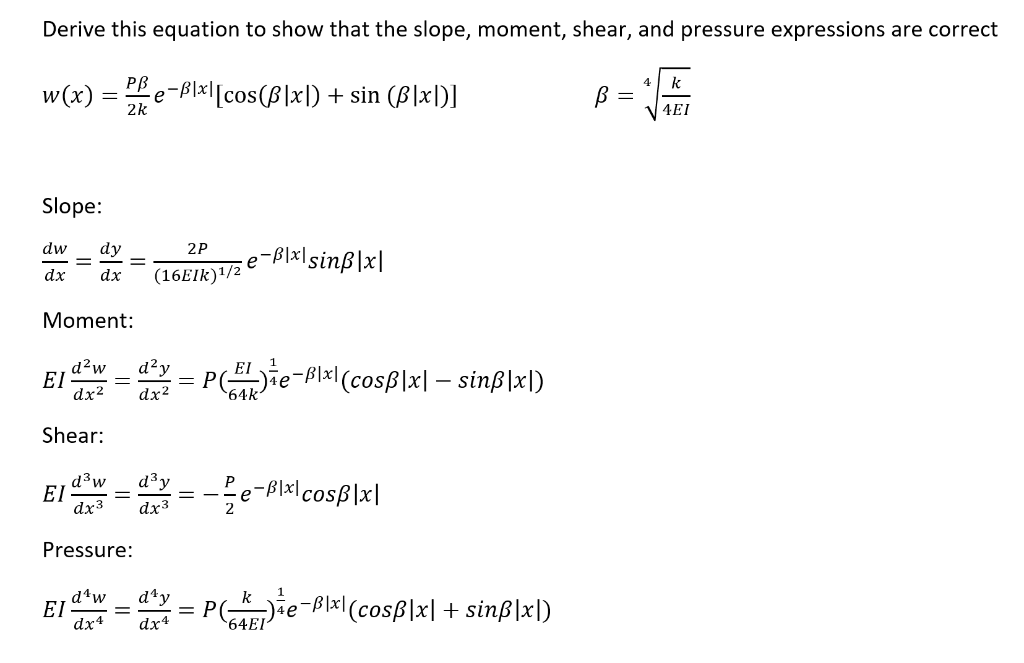 Solved Derive this equation to show that the slope, moment, | Chegg.com