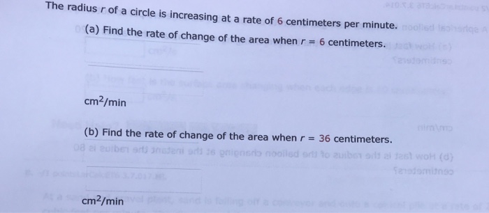 Solved The radius r of a circle is increasing at a rate of 6 | Chegg.com