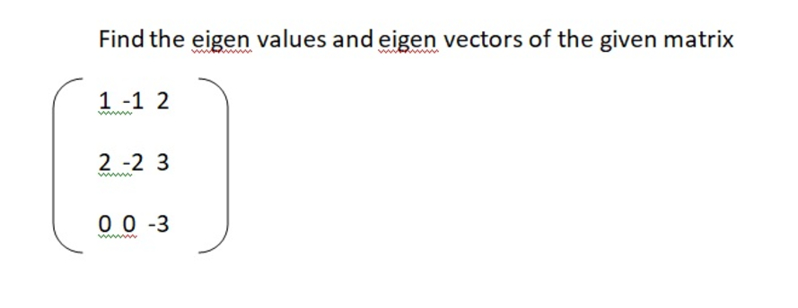 Solved Find the eigen values and eigen vectors of ﻿the given | Chegg.com