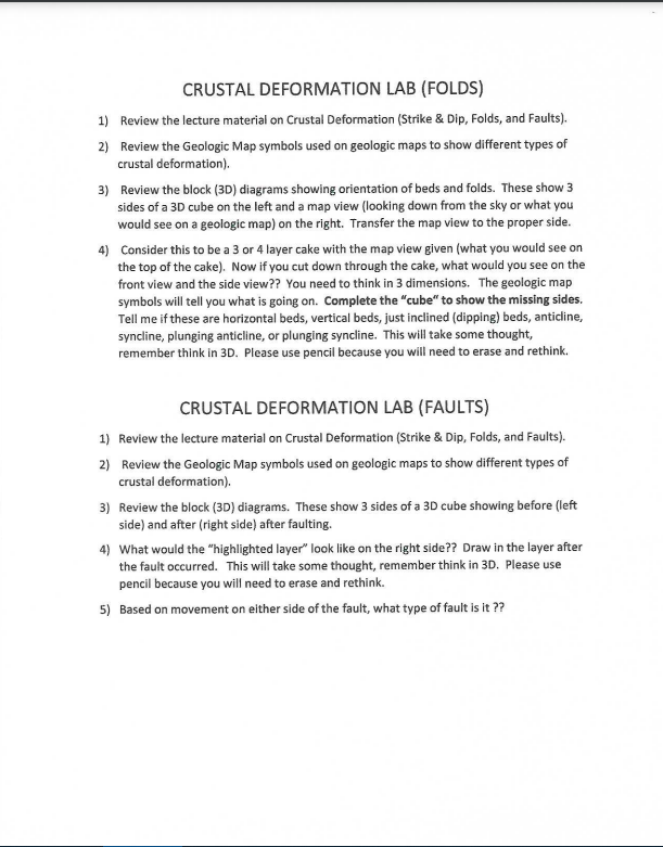 Solved CRUSTAL DEFORMATION LAB (FOLDS) 1) Review the lecture | Chegg.com