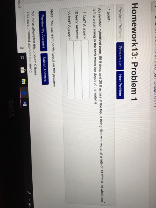 Solved Homework13: Problem 1 Previous Problem (1 point) An | Chegg.com