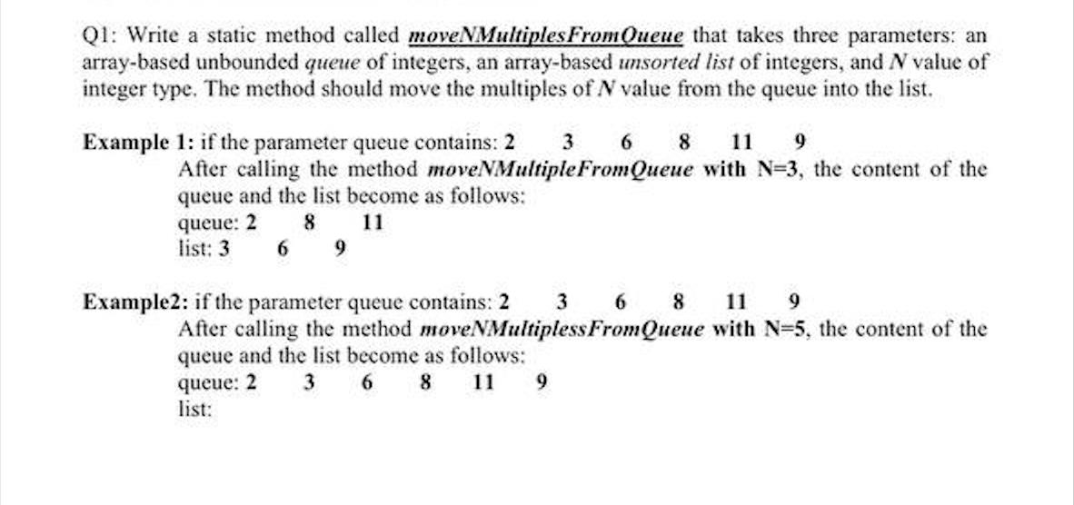 Solved Q1 Write A Static Method Called Movenmultiples From 3500