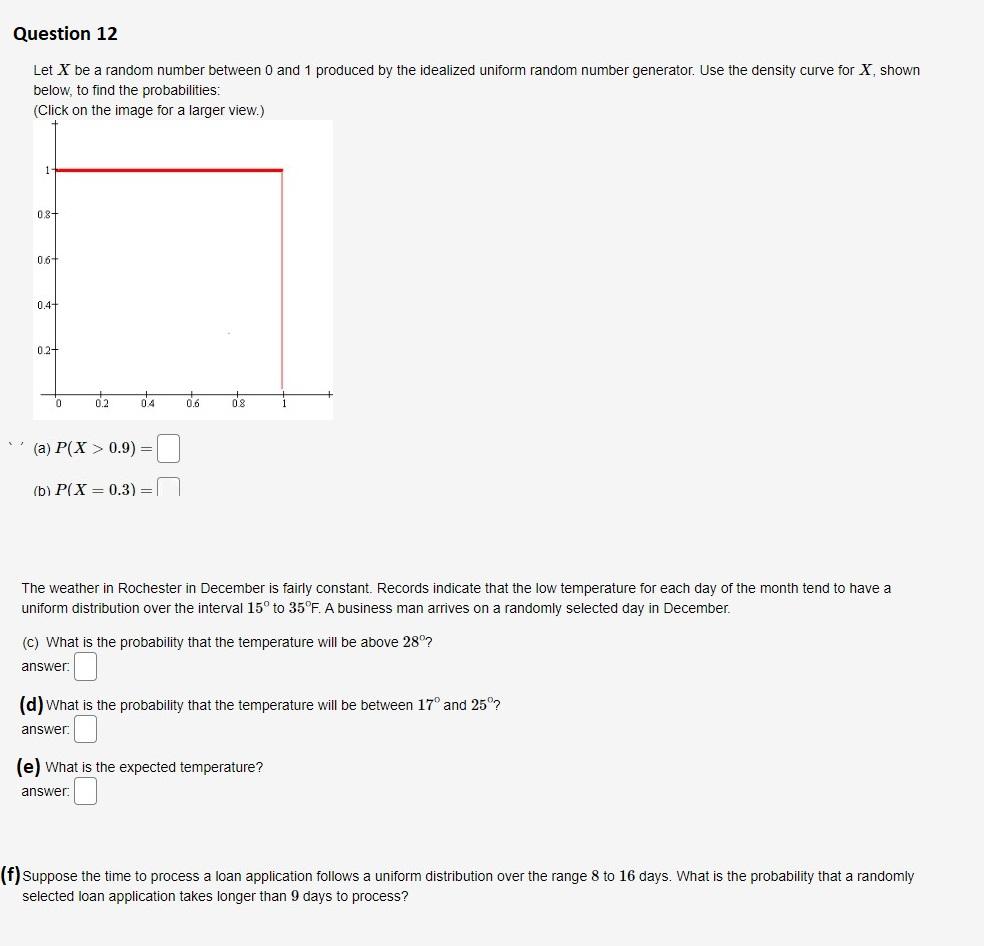 Solved Question 12 Let X be a random number between 0 and 1 | Chegg.com