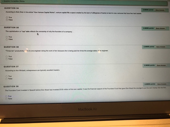 Solved QUESTION 34 238095 points Save Anw According to Bob | Chegg.com