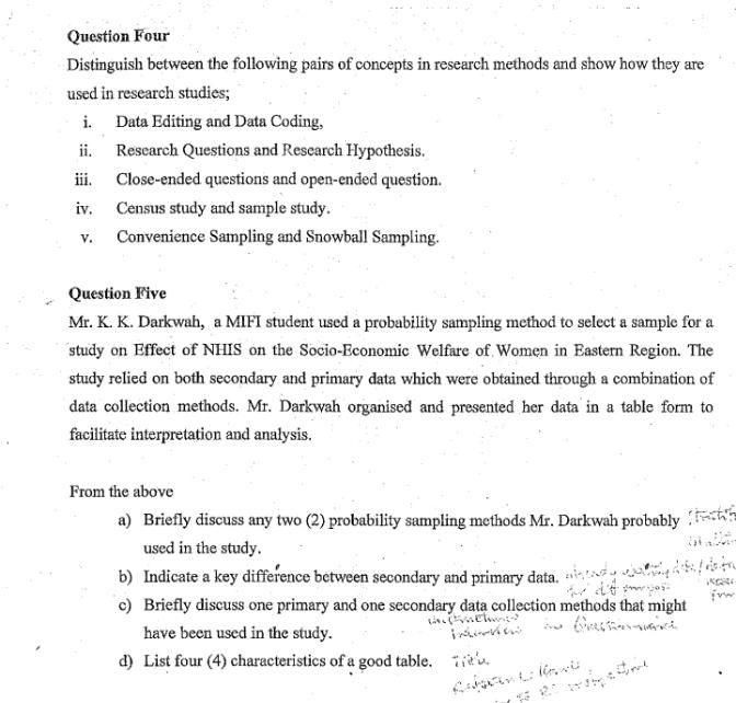 Solved Question Four Distinguish between the following pairs | Chegg.com