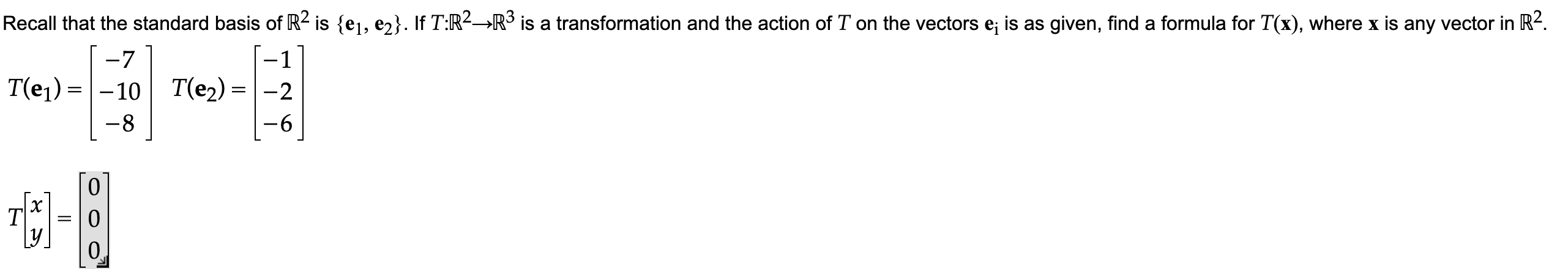 Solved Recall that the standard basis of R2 is {e1,e2}. If | Chegg.com