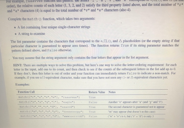 Solved Part I: String Pattern-Matching (8 polnts) (Place | Chegg.com