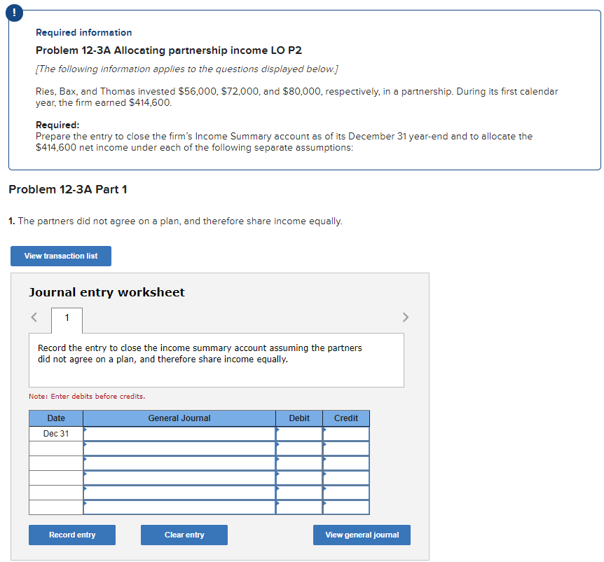 Solved Required information Problem 12-3A Allocating | Chegg.com