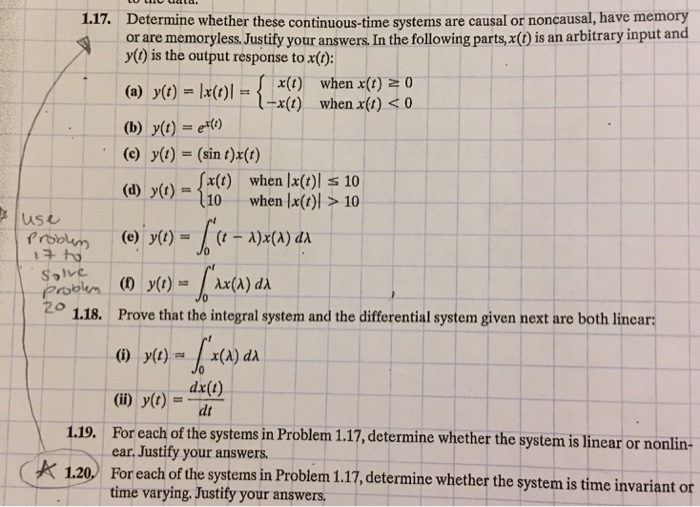 Solved Determine Whether These Continuous Time Systems Are
