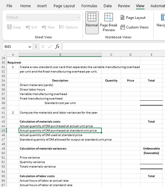 File Home Insert Page Layout Formulas Data Review | Chegg.com