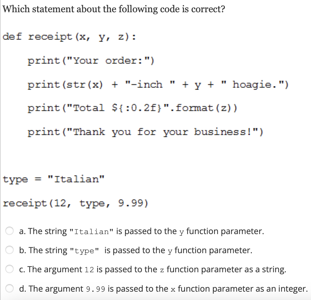 Solved Which statement about the following code is correct? | Chegg.com