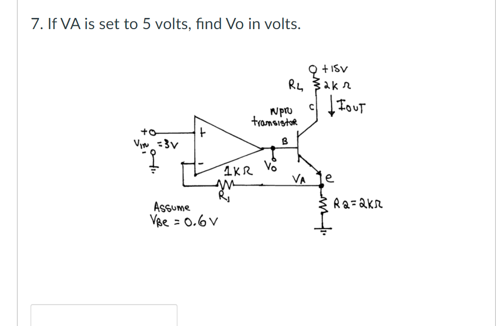 Solved 7. If VA is set to 5 volts, find Vo in volts. 8 tisu | Chegg.com