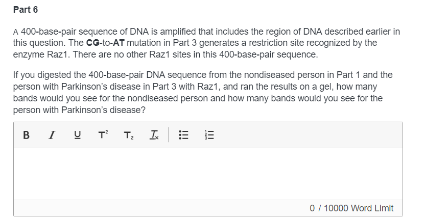 Solved Part 6a 400 Base Pair Sequence Of Dna Is Amplified