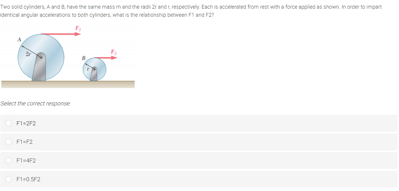 Solved Two solid cylinders, A and B, have the same mass m | Chegg.com