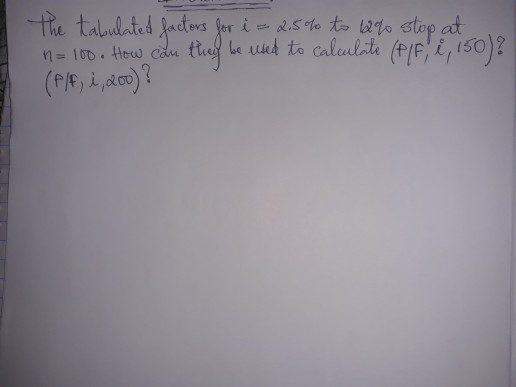 Solved the tabulated factors for i = 2.5% to 12% stop at n= | Chegg.com