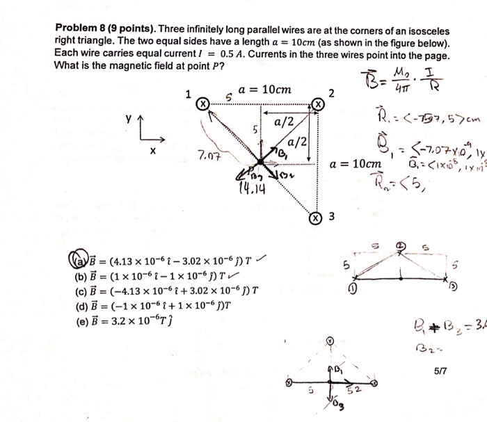 Solved Problem 8 (9 points). Three infinitely long parallel | Chegg.com