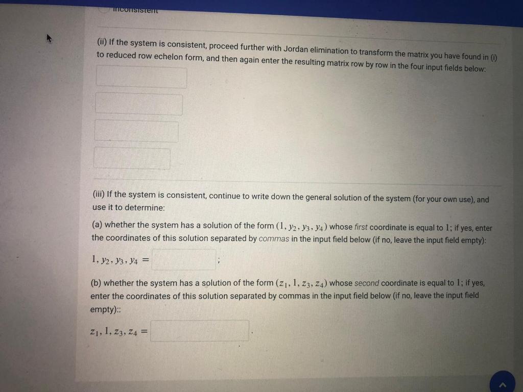 Solved inconsistent (ii) If the system is consistent, | Chegg.com