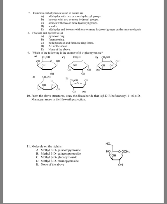 Solved Answer the following questions about carbohydrate | Chegg.com