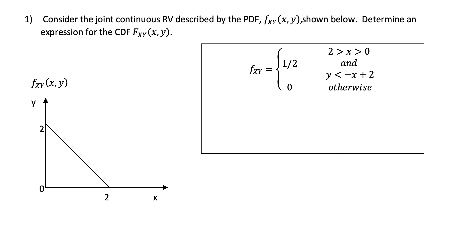 Solved 1) Consider the joint continuous RV described by the | Chegg.com