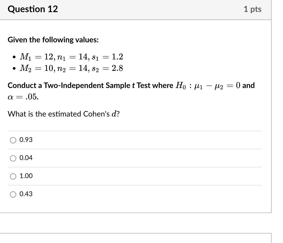 Solved Given the following values: - M1=12,n1=14,s1=1.2 - | Chegg.com