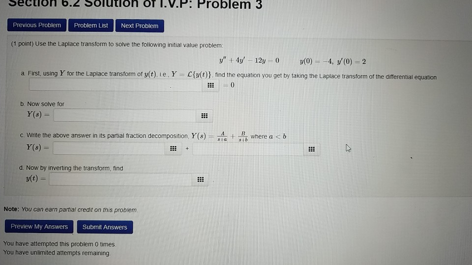 Solved Section 6.2 Solution or I.v.P: Problem 3 Previous | Chegg.com