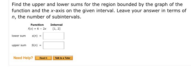 Solved Find the upper and lower sums for the region bounded | Chegg.com
